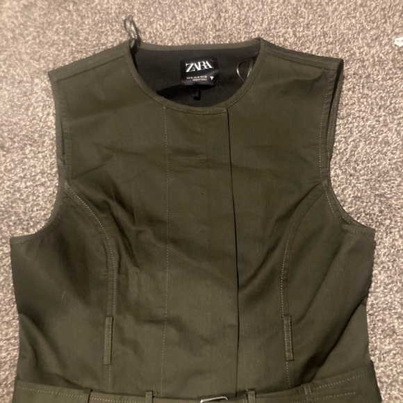 Zara | Jackets & Coats | Nwt Zara Belted Vest Meddark Olive | Poshmark